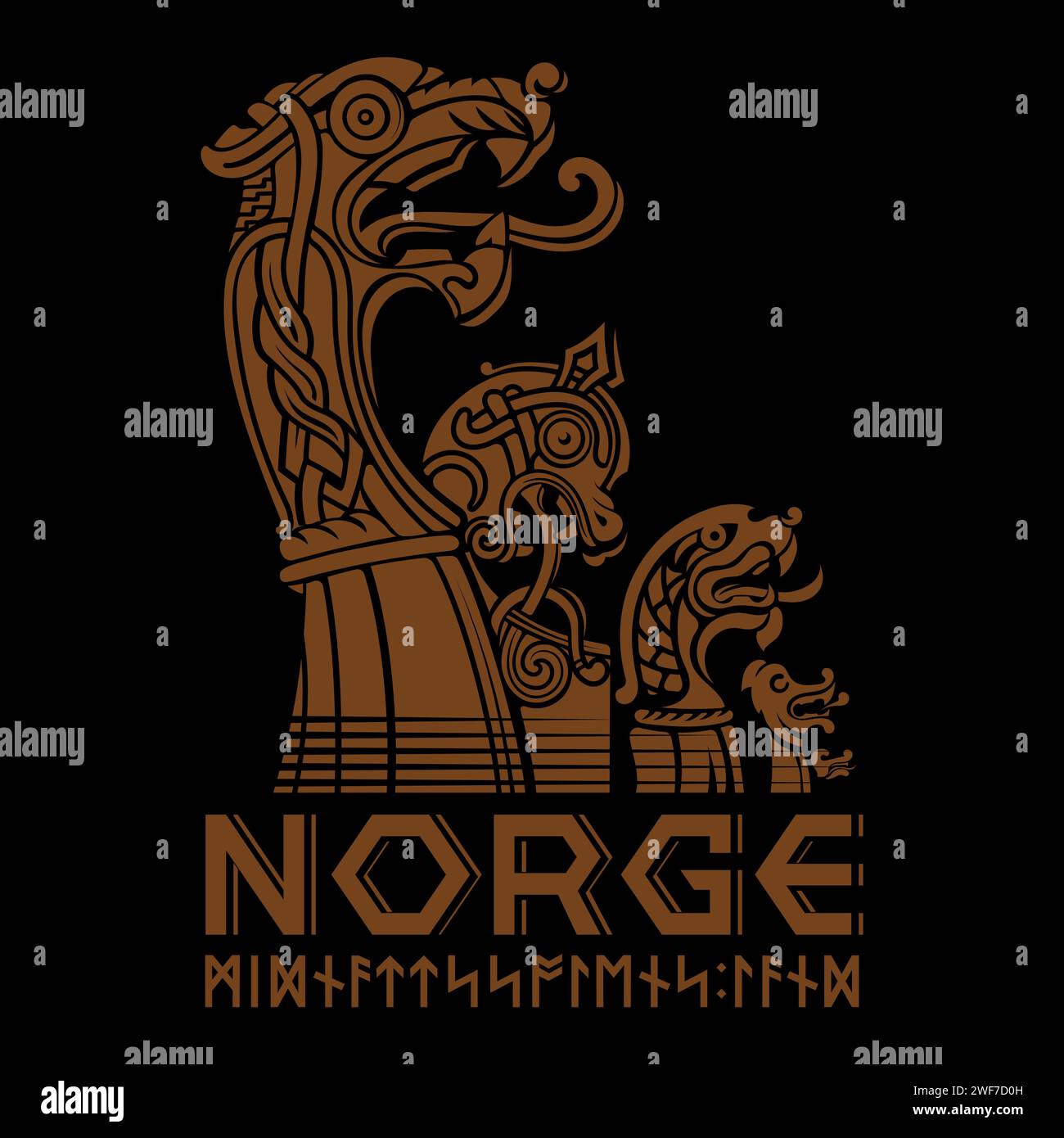 Scandinavian Viking design. Dragon head painted in Old Norse Celtic ...