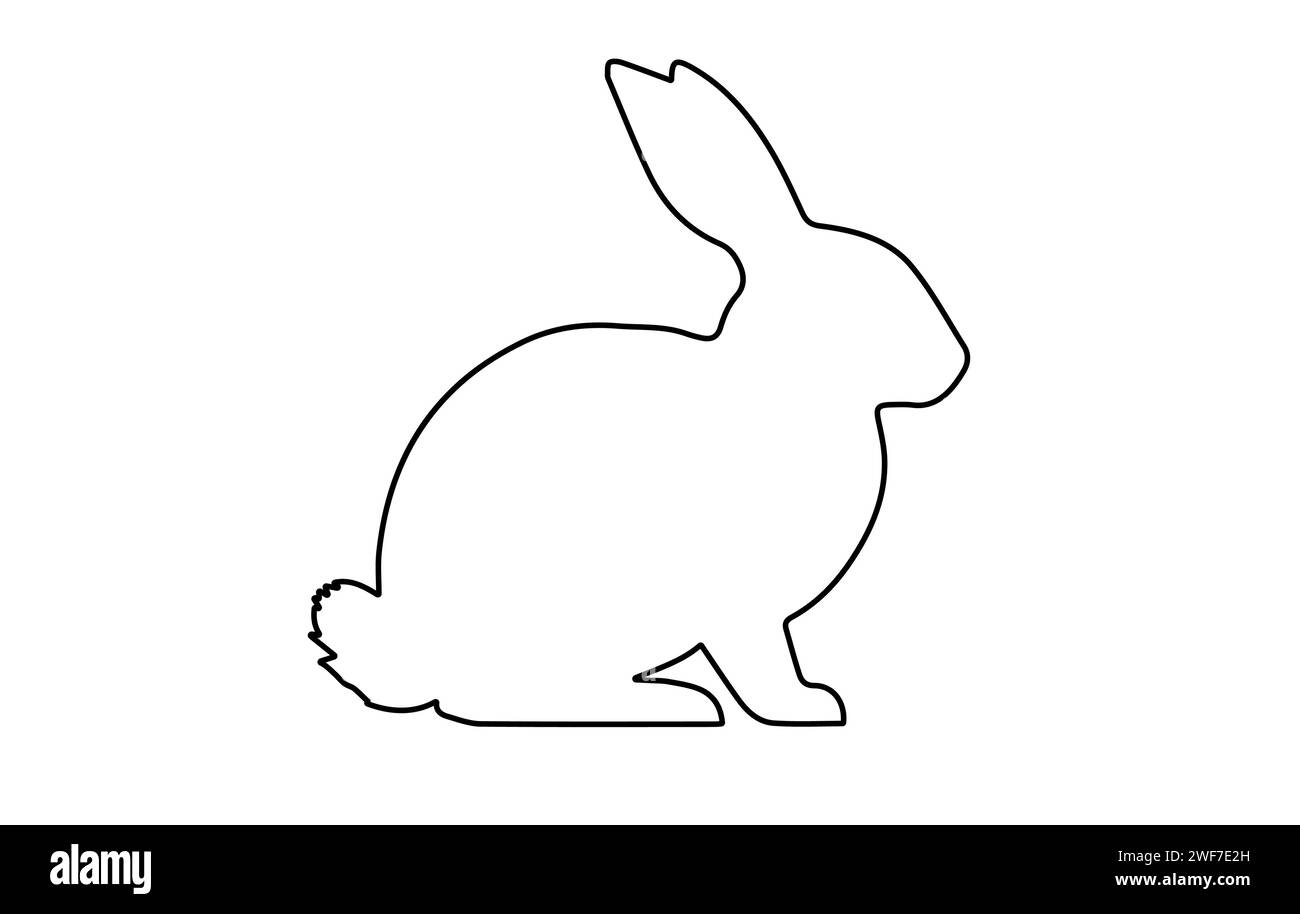 Rabbit outline. Easter Bunny. Isolated on a white background. Simple ...