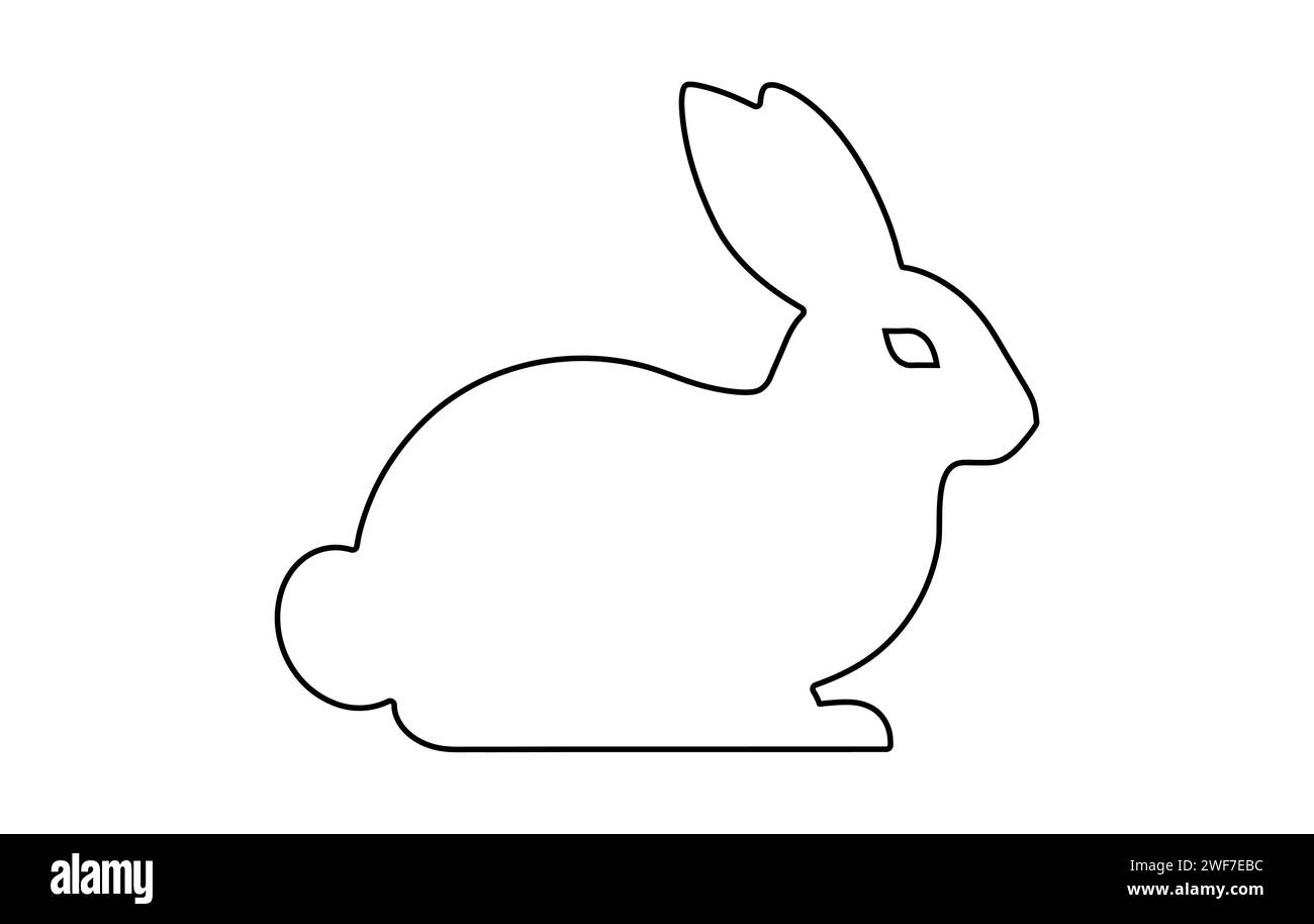 Rabbit outline. Easter Bunny. Isolated on white background. A simple ...