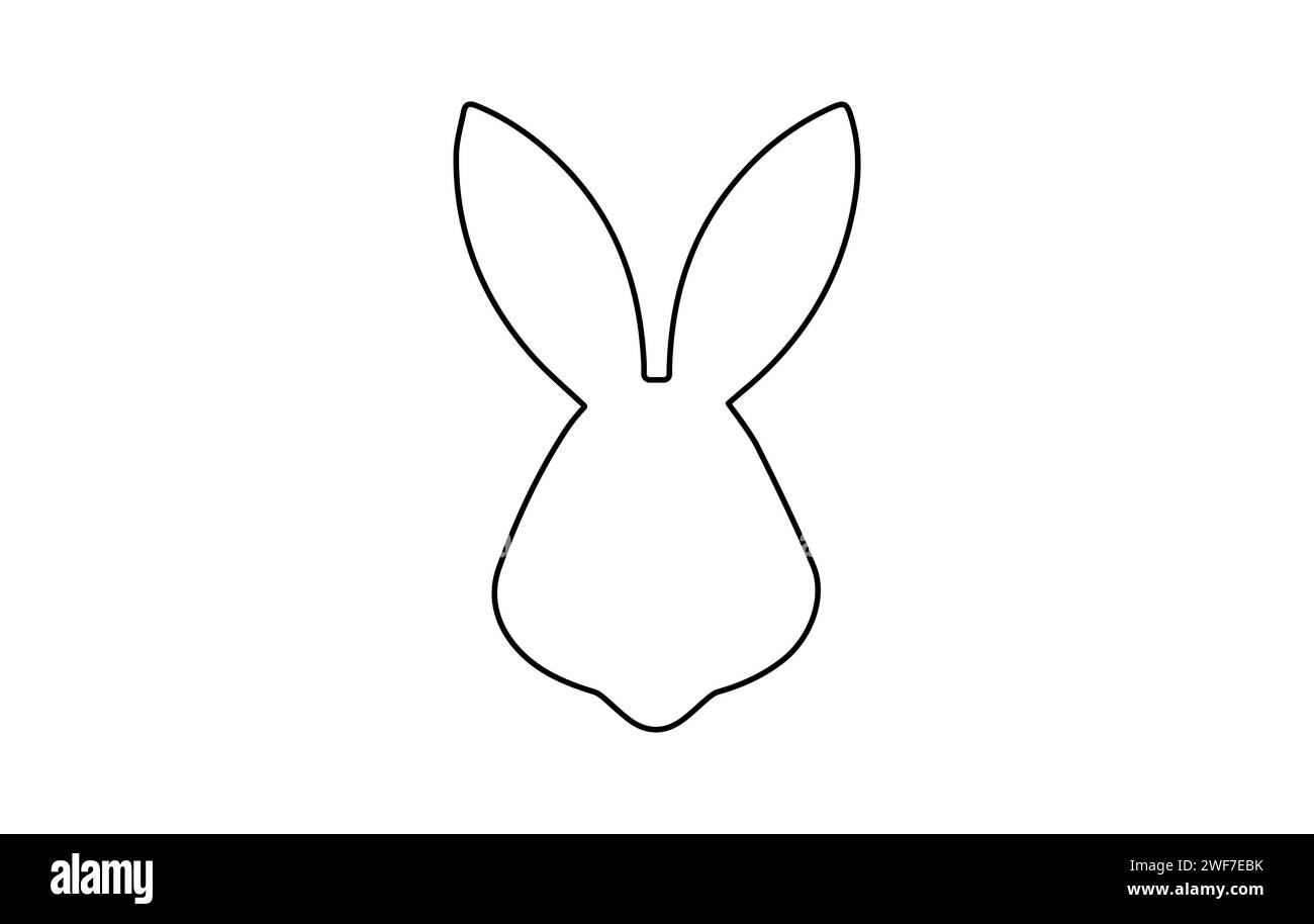 Rabbit head outline. Easter Bunny. Isolated on white background. Simple ...