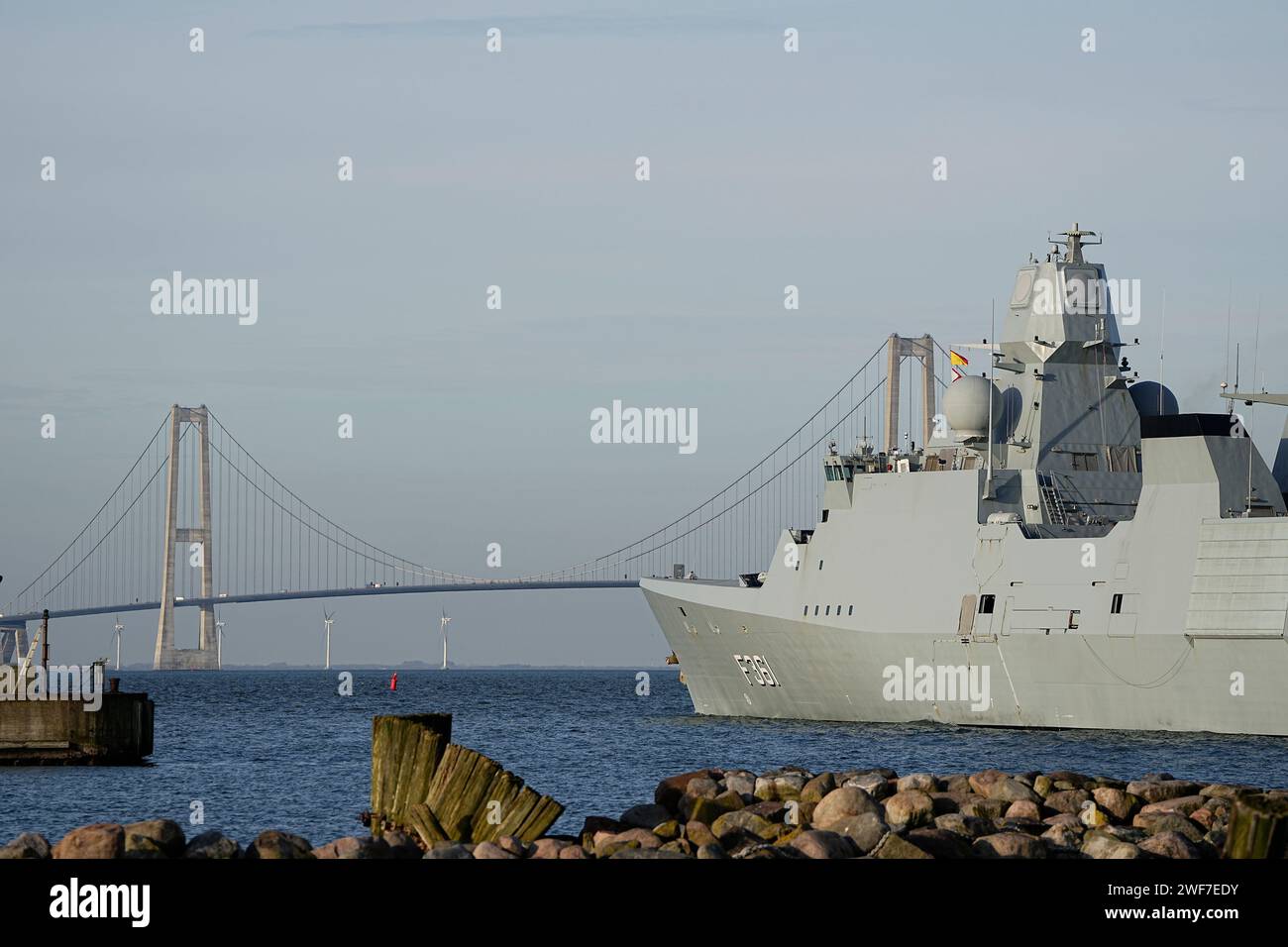 Korsoer, Denmark. 29th Jan, 2024. The Danish frigate Iver Huitfeldt ...