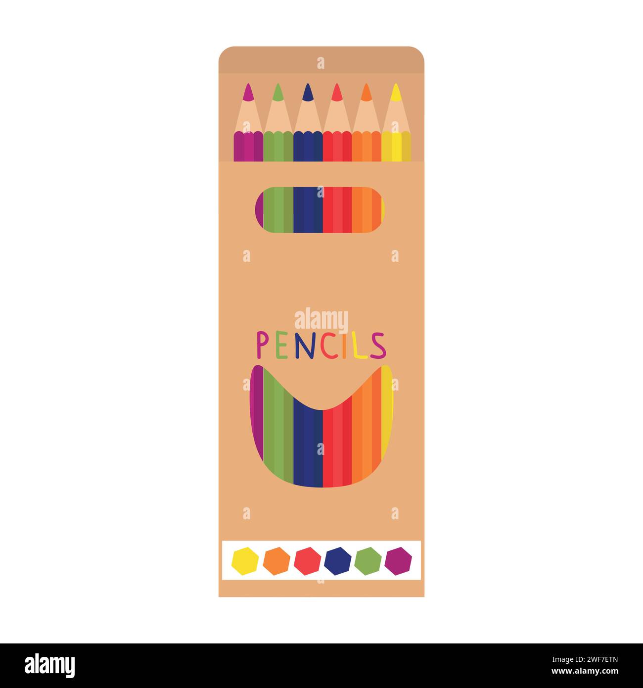 Colored Pencil Packaging. Paper box. Vector illustration Stock Vector ...