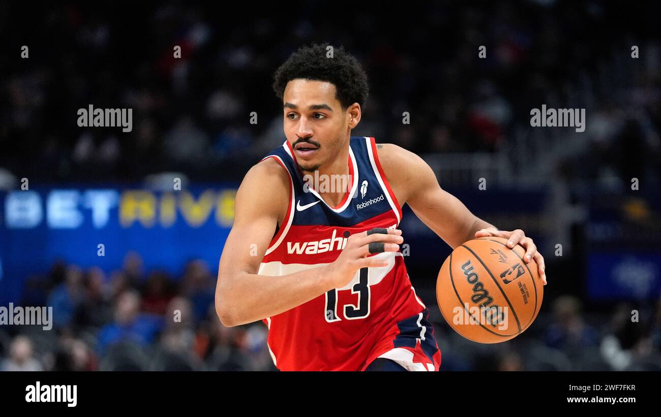 Washington Wizards guard Jordan Poole (13) plays against the Detroit ...