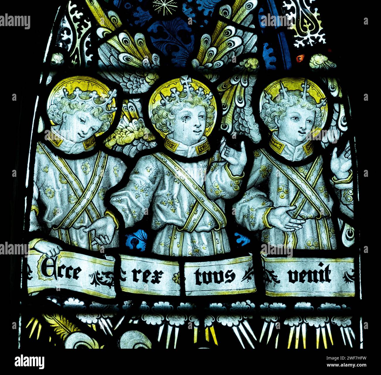 Angels stained glass, St. Mary`s Church, Barby, Northamptonshire ...