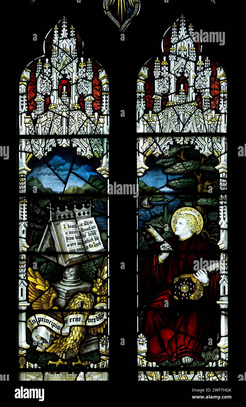 Stained glass in St. Mary`s Church, Barby, Northamptonshire, England ...
