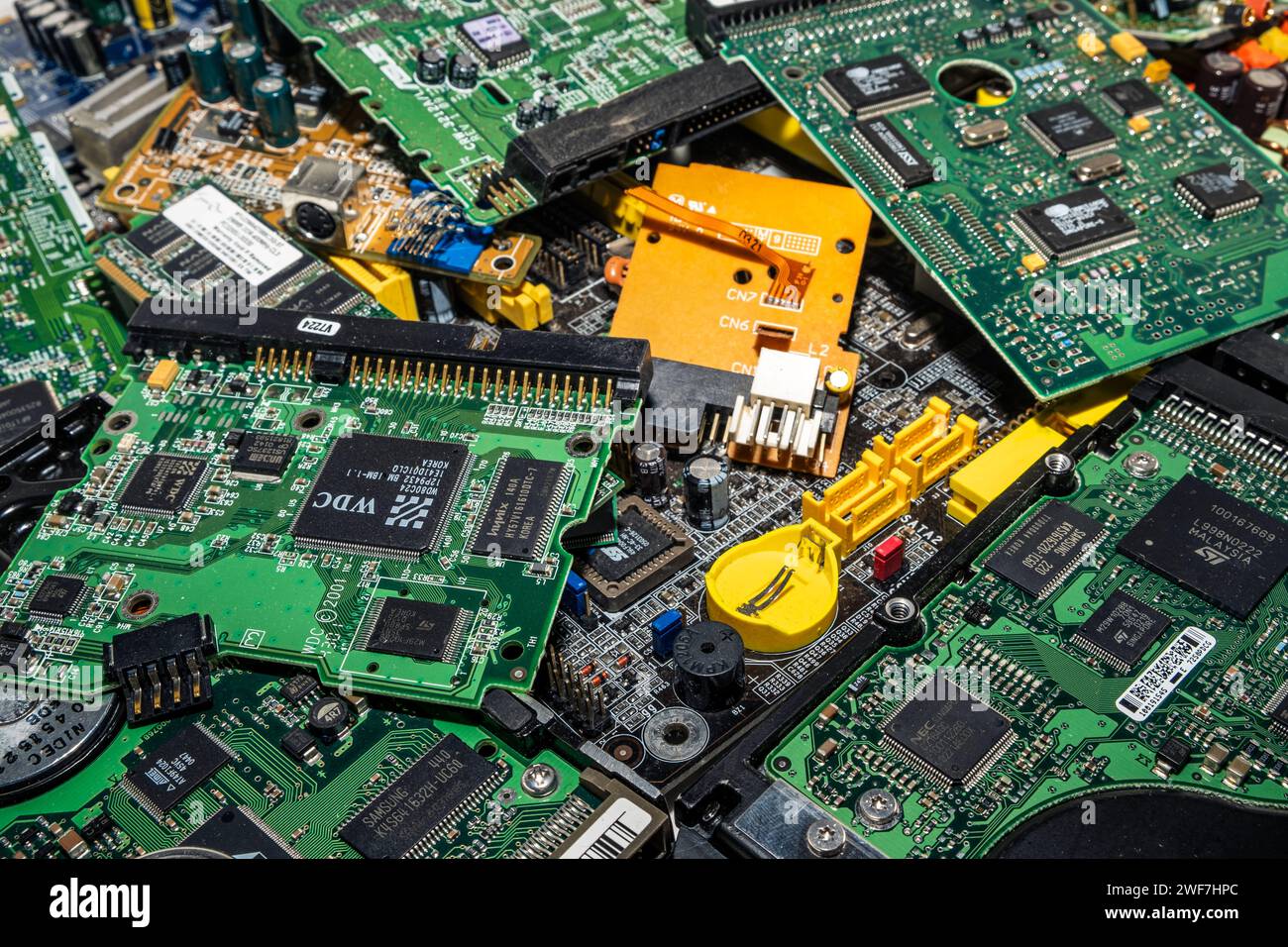 Opole, Poland - 08.07.2023 - electronic waste, used PCB (printed ...