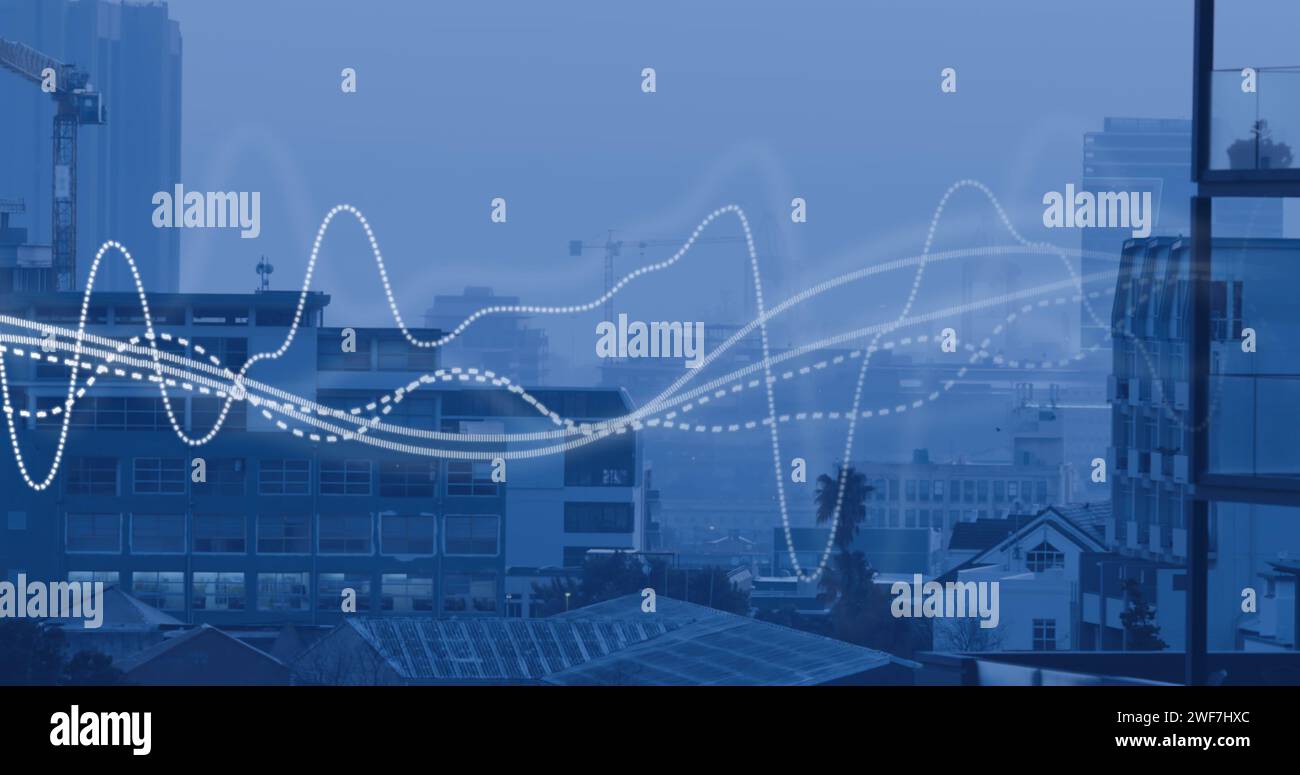 Image of digital data processing over cityscape Stock Photo - Alamy