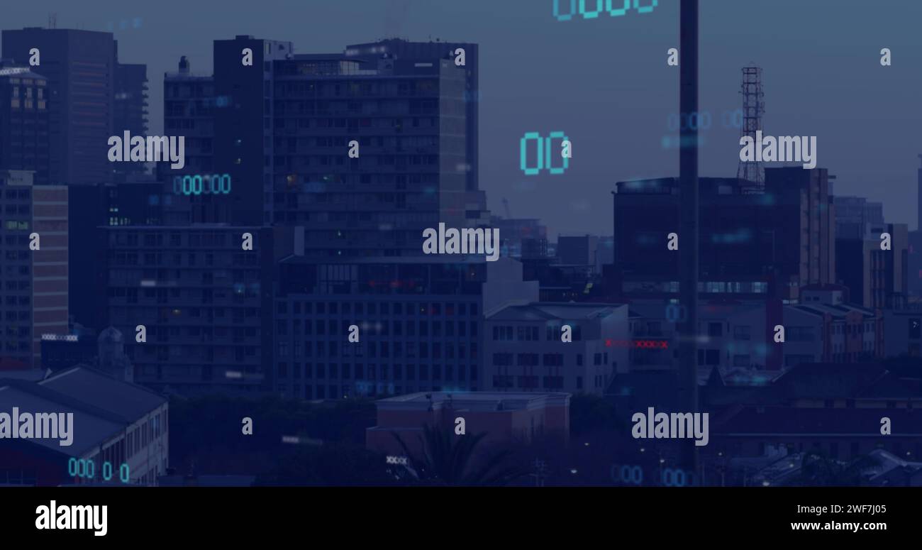 Image of digital data processing over cityscape Stock Photo - Alamy