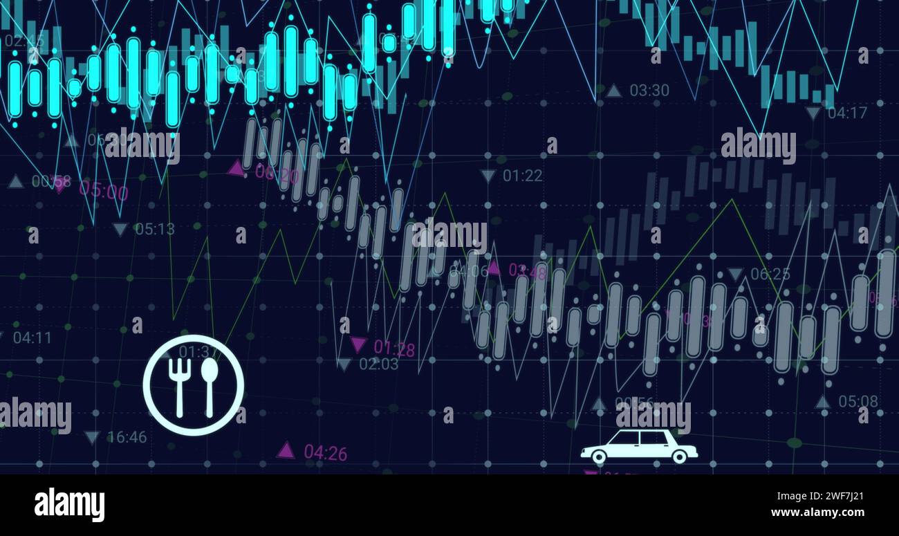 Image of digital data processing over black background Stock Photo - Alamy