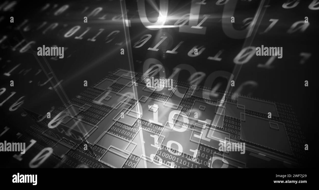 Image of digital data processing over black background Stock Photo - Alamy