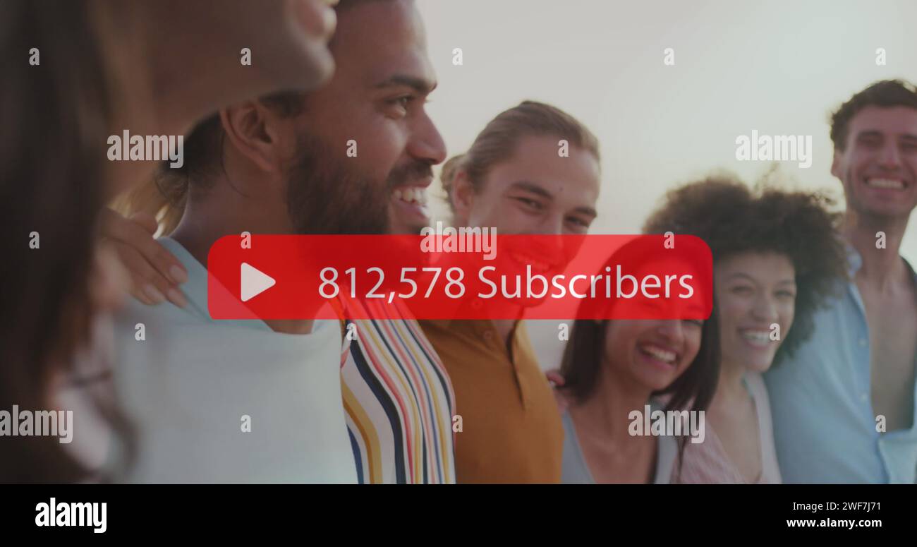 Image of speech bubble over subscribers text and numbers over friends ...