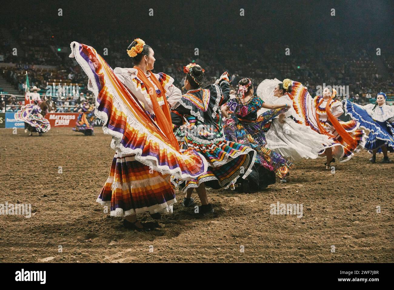 Women dancing in Mexican rodeo Stock Photo - Alamy