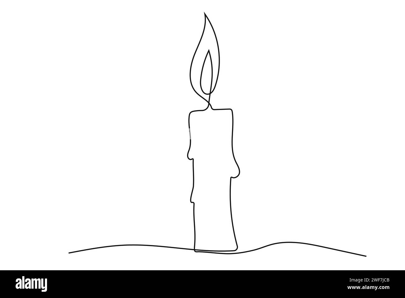 Candlelight linear, candle with flame continuous line, simple doodle ...