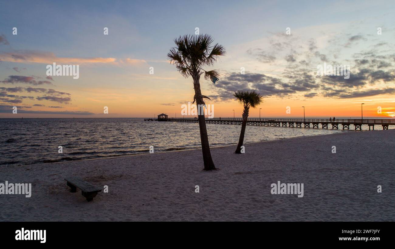 Biloxi, Mississippi waterfront at sunset Stock Photo - Alamy