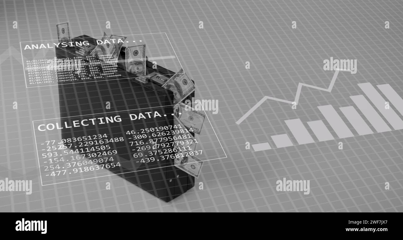 Image of financial data processing over american dollar bills Stock Photo - Alamy