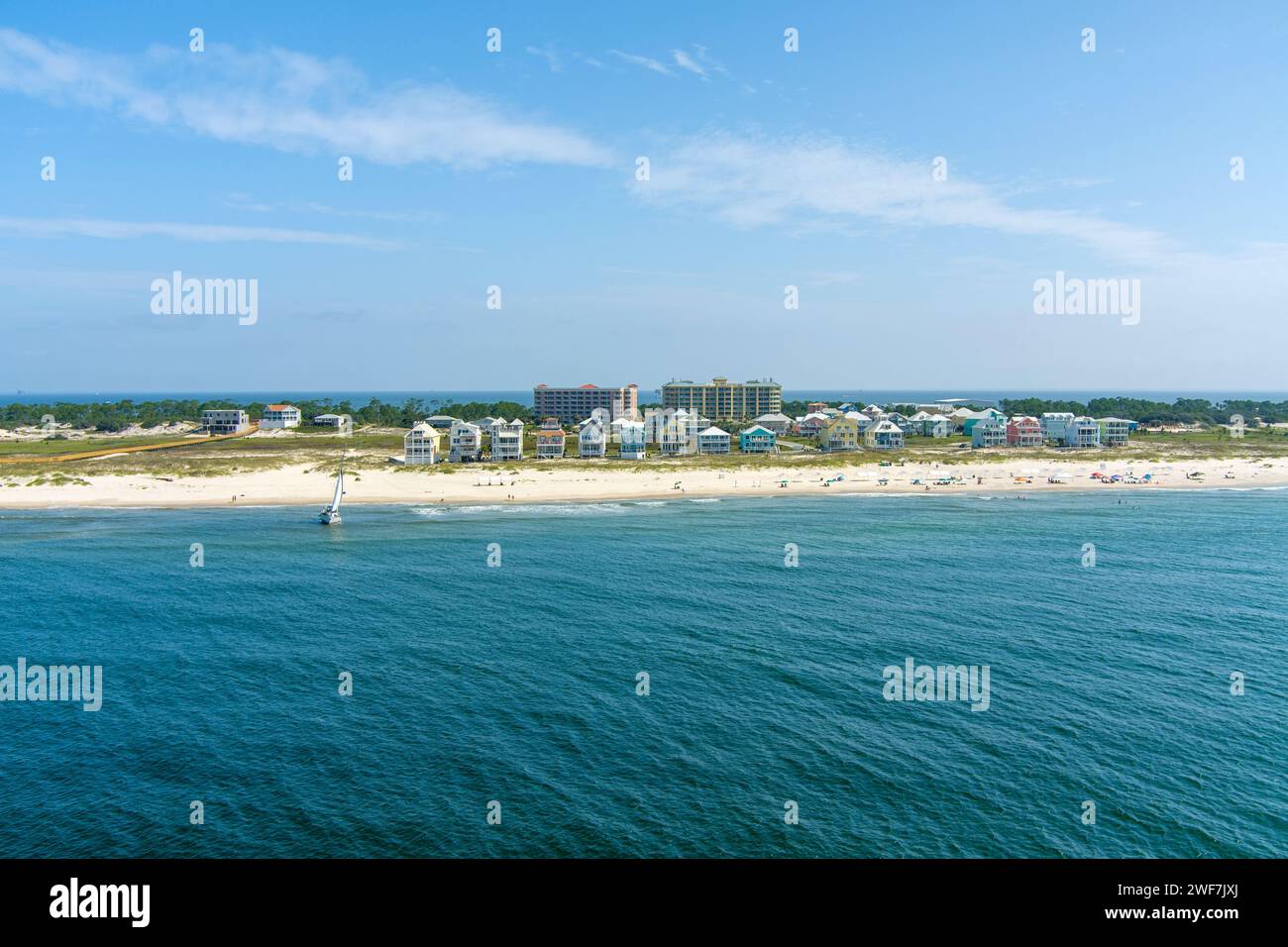 Drone photography of the beach at Fort Morgan, Alabama Stock Photo - Alamy