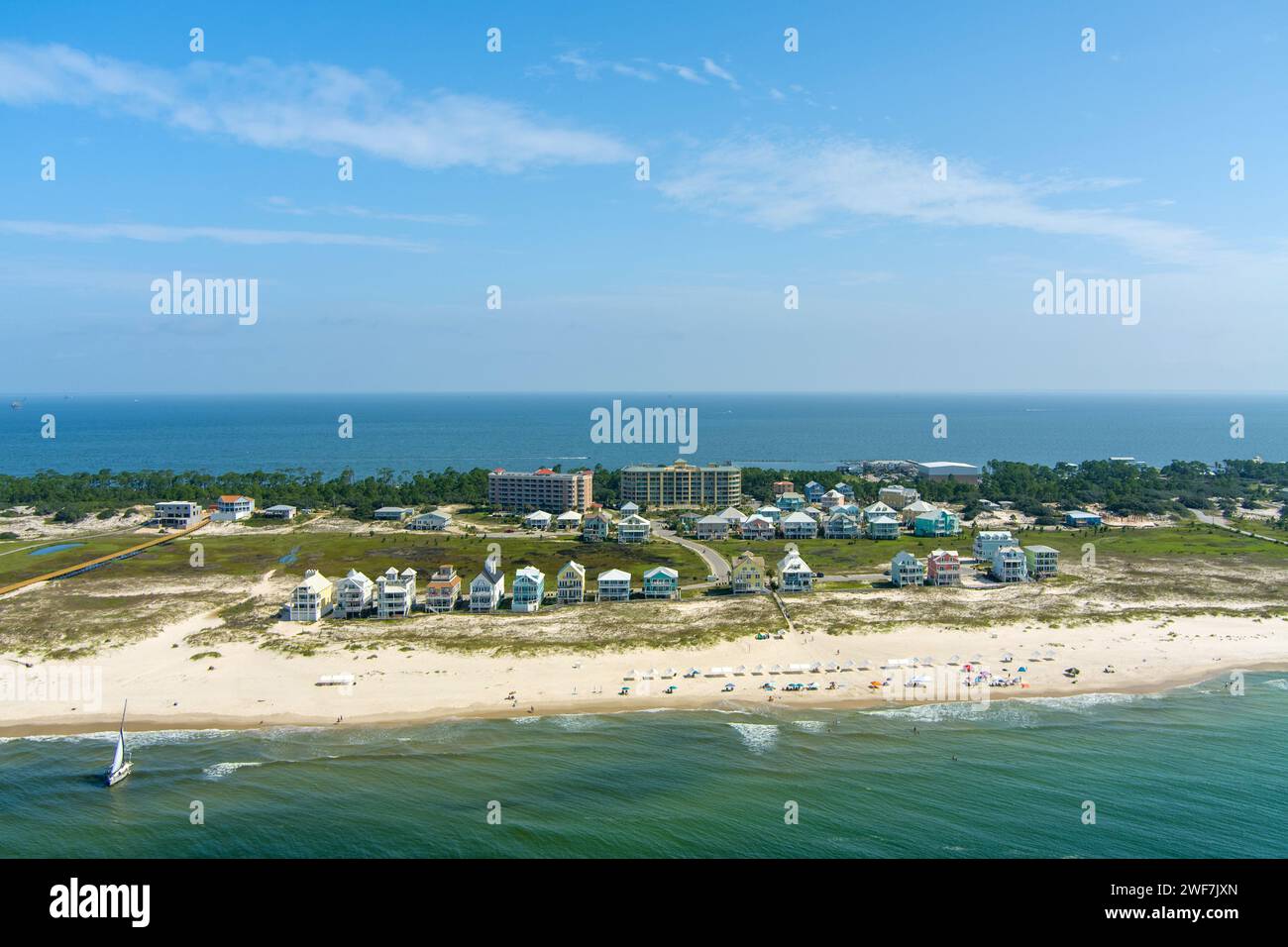 Drone photography of the beach at Fort Morgan, Alabama Stock Photo - Alamy