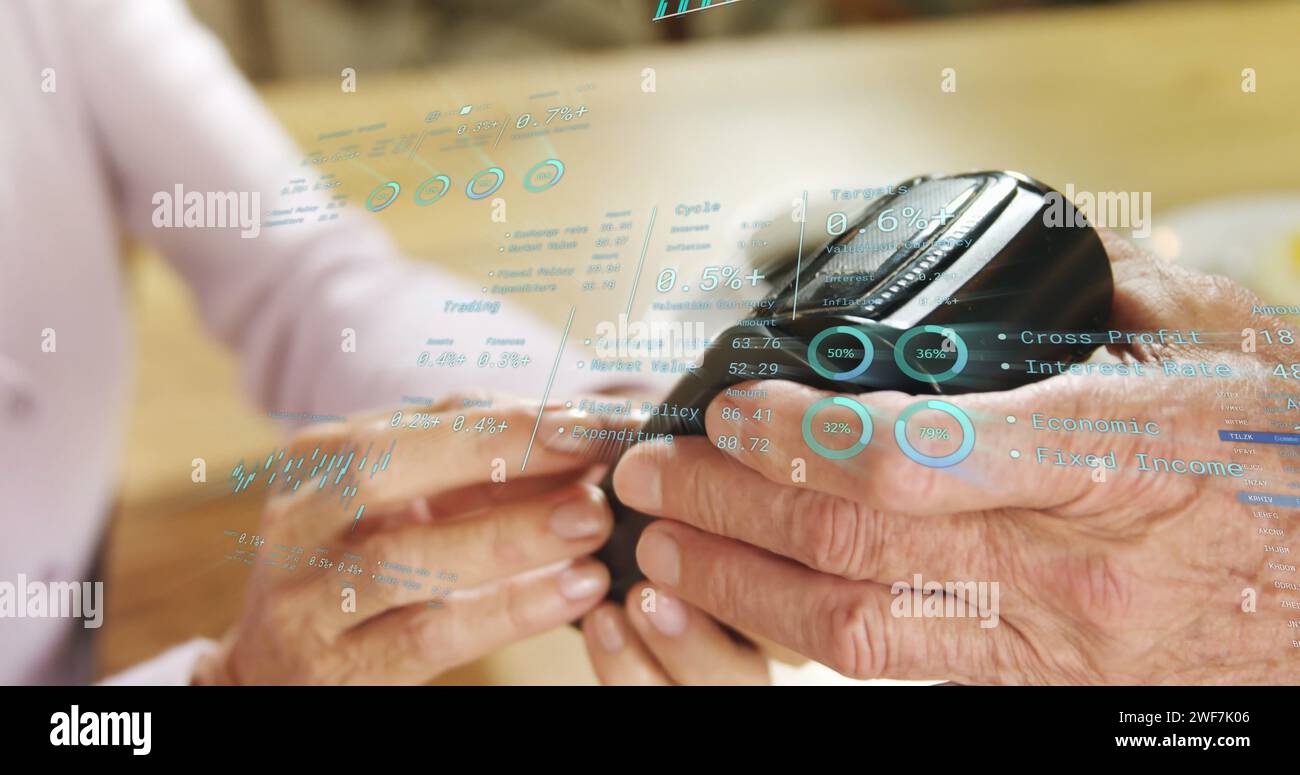 Image of financial data processing over payment terminal Stock Photo ...