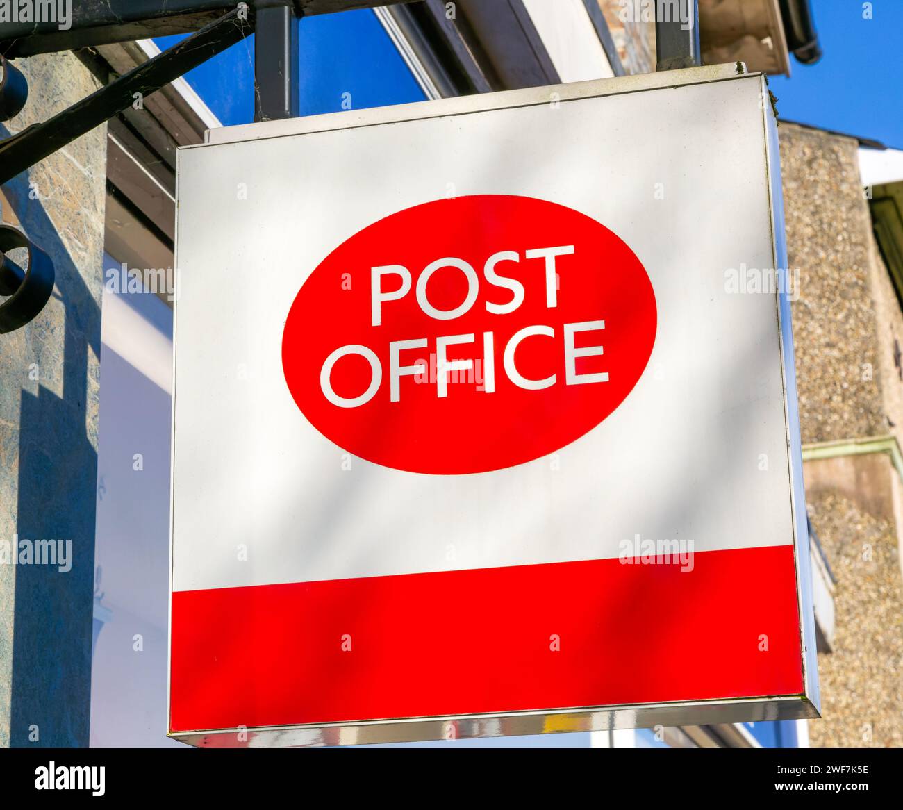 Close up of Post Office brand logo sign mounted on wall, Hungerford ...