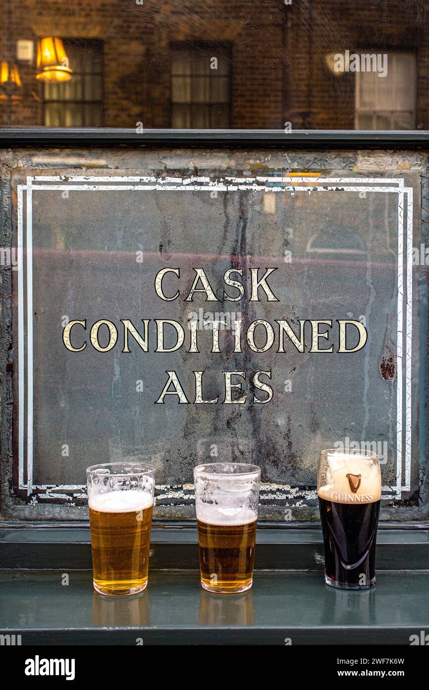 Beer glasses with Lager , Guinness and Ale of The Kings Arms pub in ...