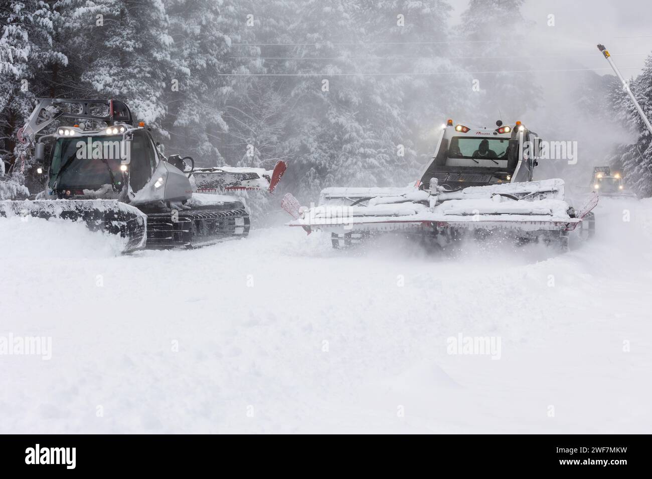 Bansko, Bulgaria - January 21, 2024: Snow groomer snowcat ratrack ...