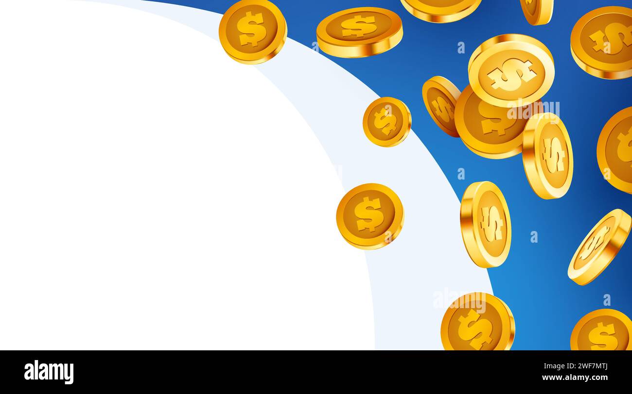 Falling coins, falling money, flying gold coins, golden rain. Jackpot ...