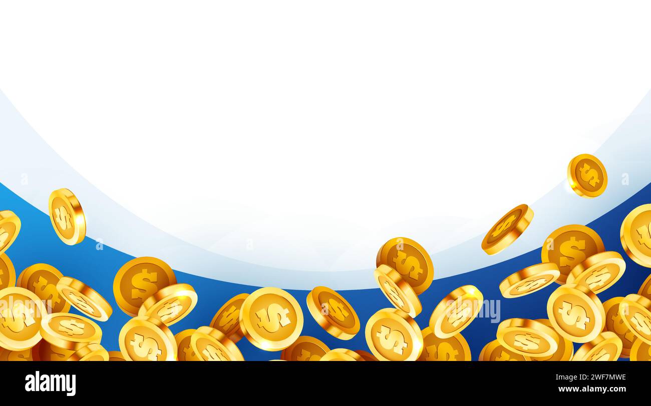 Falling coins, falling money, flying gold coins, golden rain. Jackpot ...