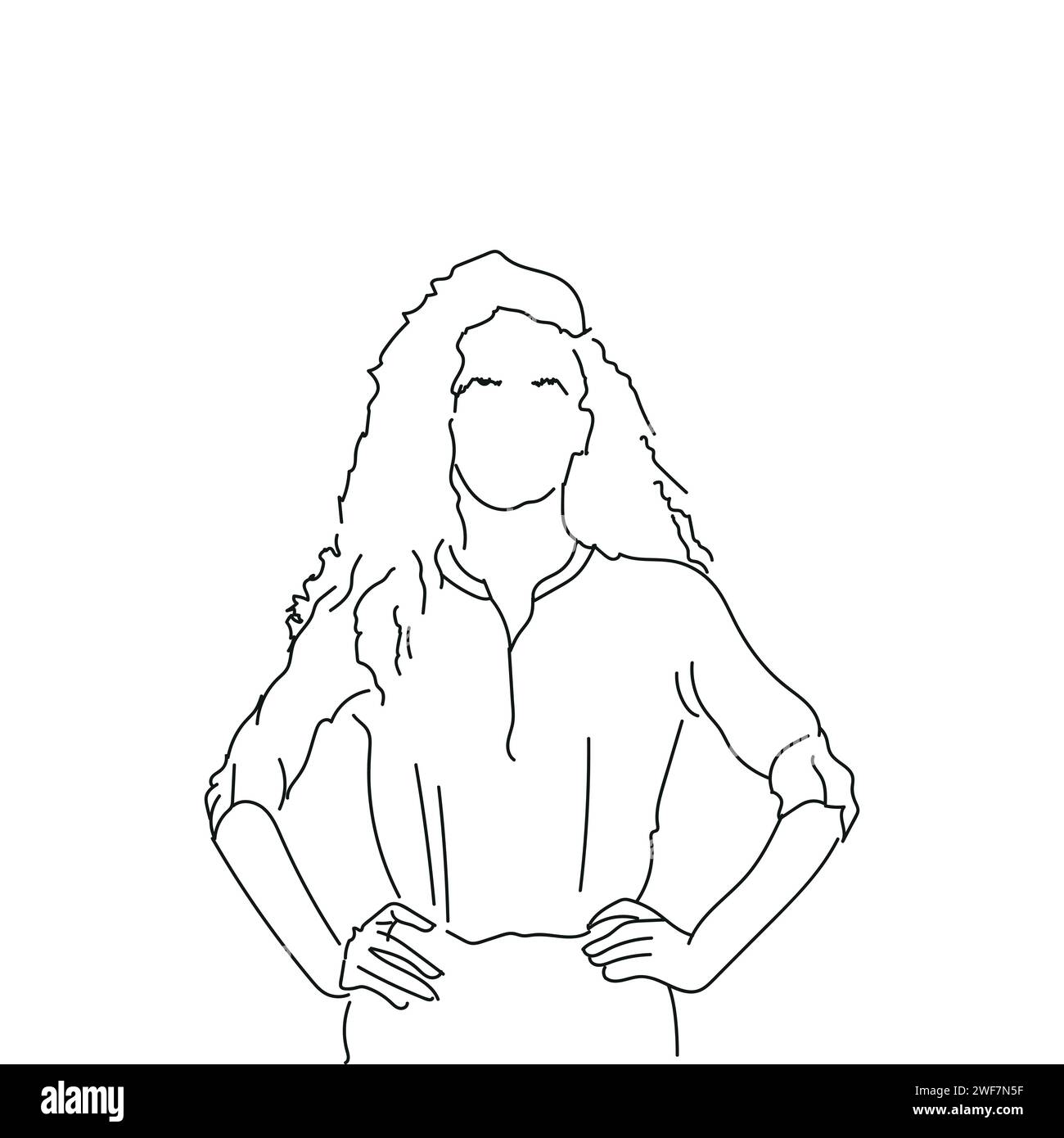 Business Women line art Vector in white Background Stock Vector Image ...