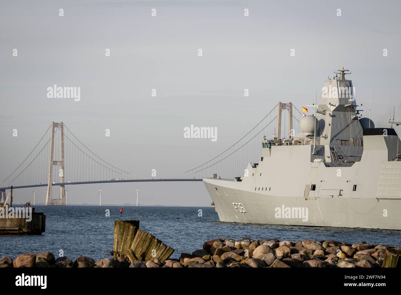 Korsoer, Denmark. 29th Jan, 2024. The Danish frigate Iver Huitfeldt ...