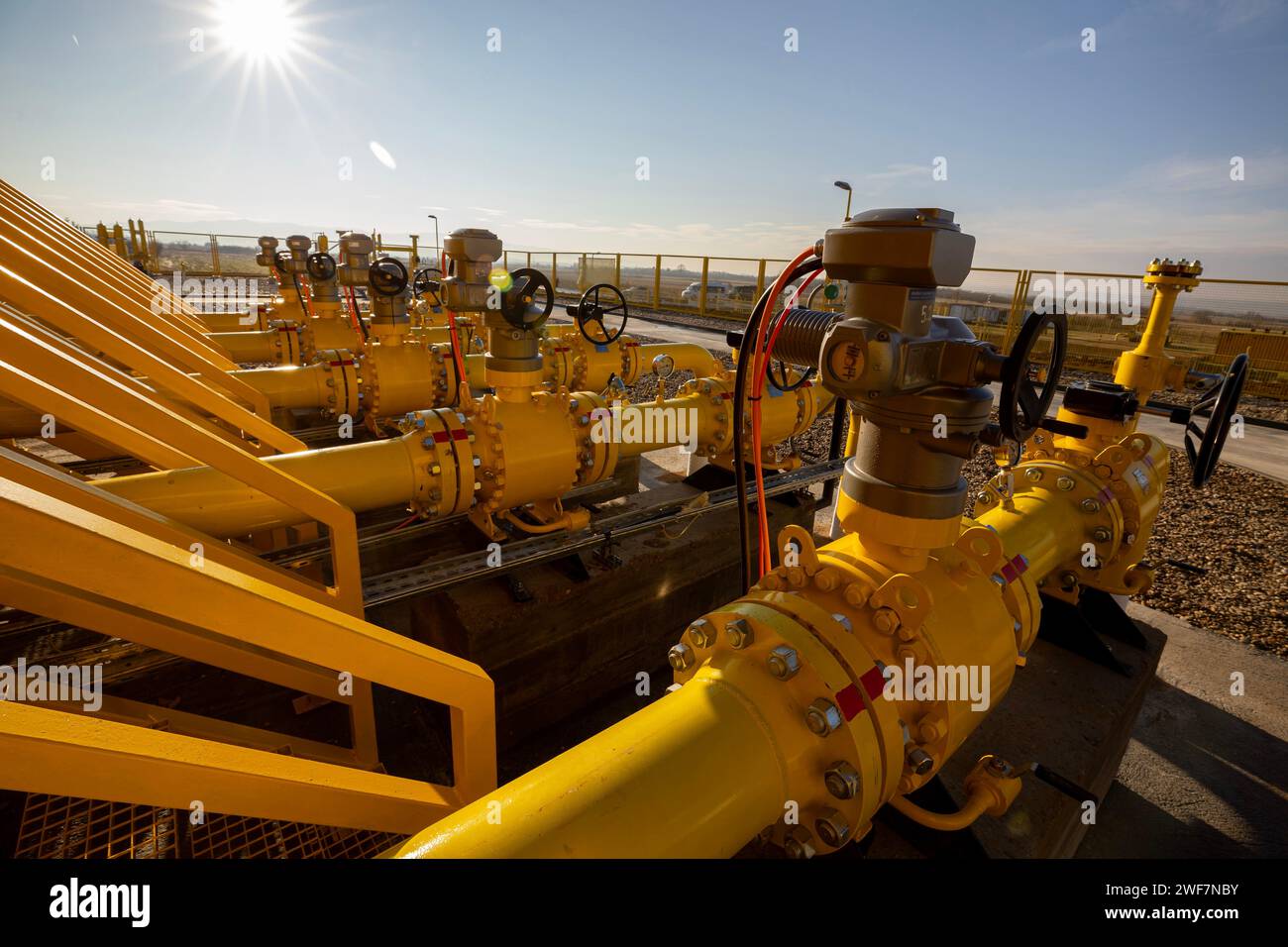 Gas interconnector. It connects gas transmission networks Stock Photo ...