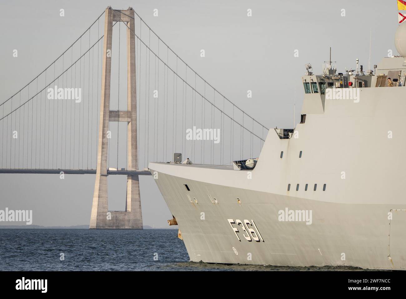 Korsoer, Denmark. 29th Jan, 2024. The Danish frigate Iver Huitfeldt ...