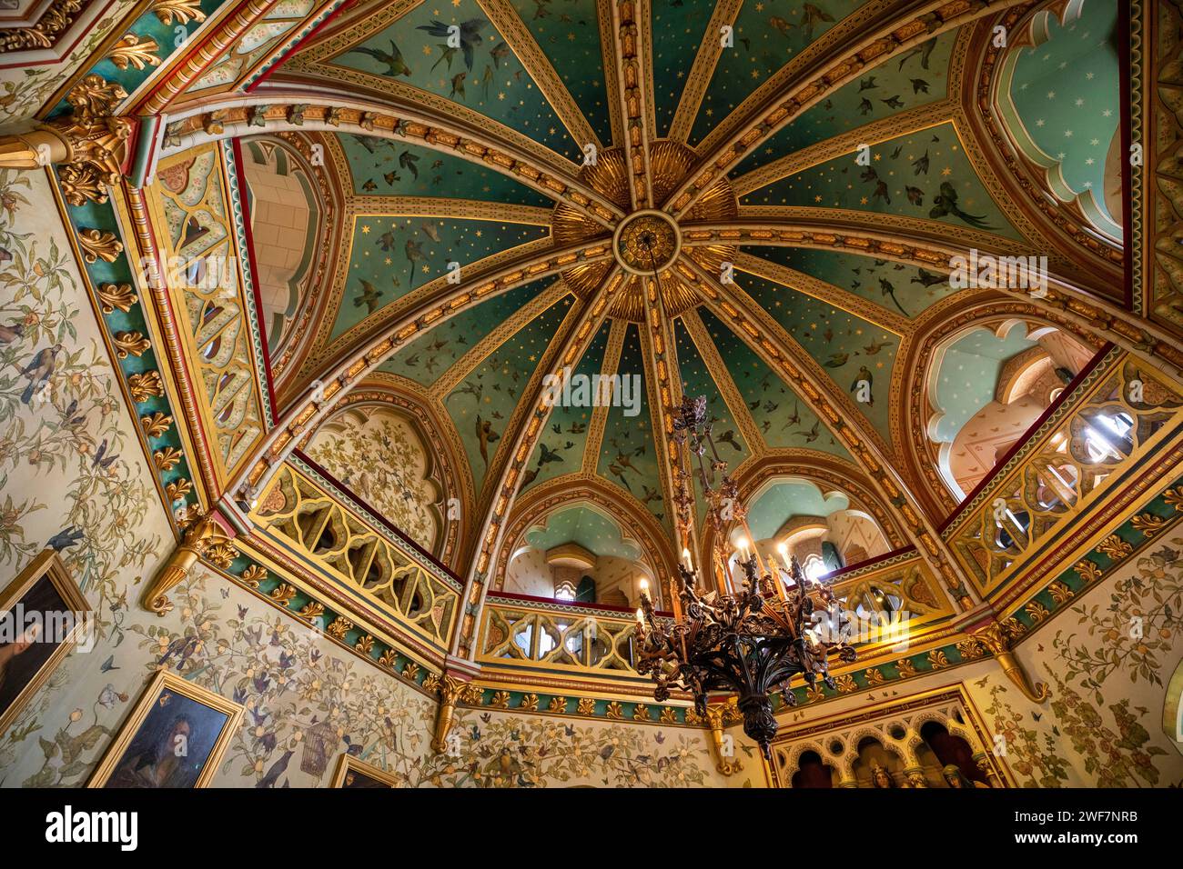 Wales, Glamorgan, Tongwynlais, Castell Coch, Great Hall, ceiling Stock ...