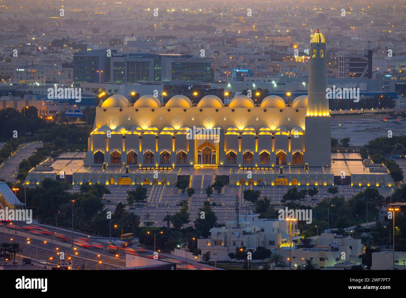 Doha, Qatar January 18, 2023 Beautiful Aerial View of Grand Mosque Imam ...