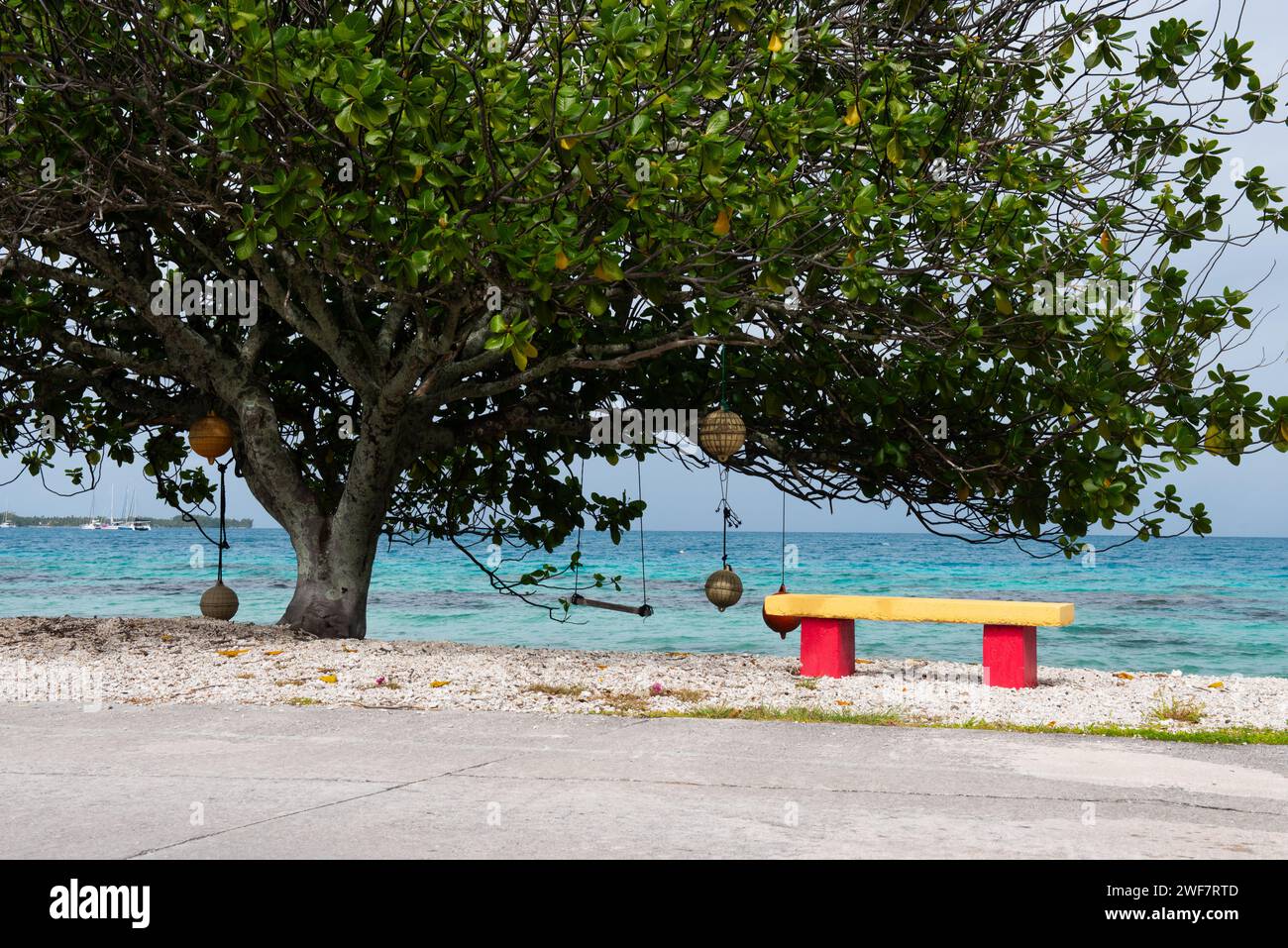 Bus Stop Rotoava Village, Fakarava, French Polynesia Stock Photo - Alamy