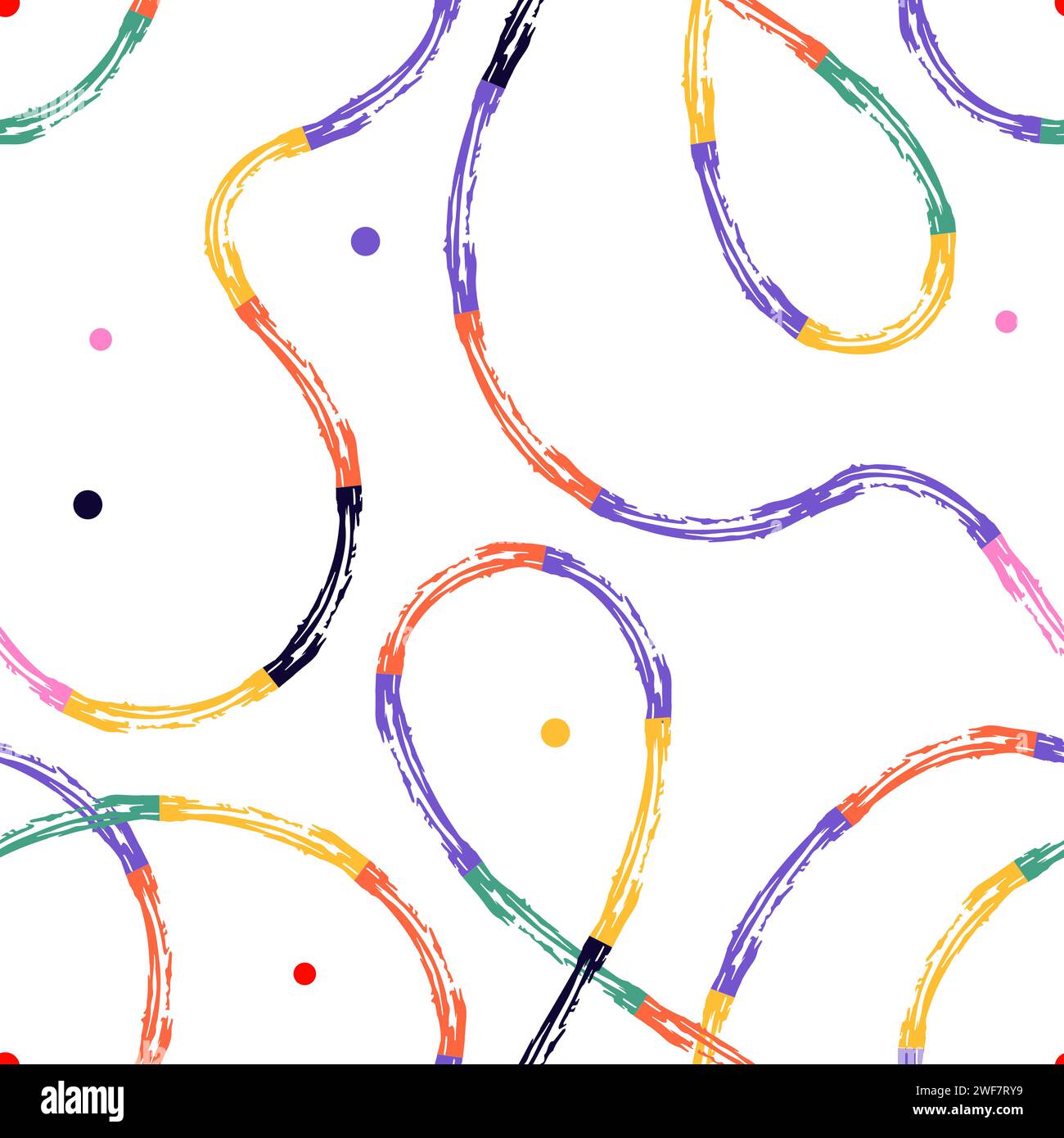 Bright Grunge scribble wallpaper print with squiggles and wavy brushes ...