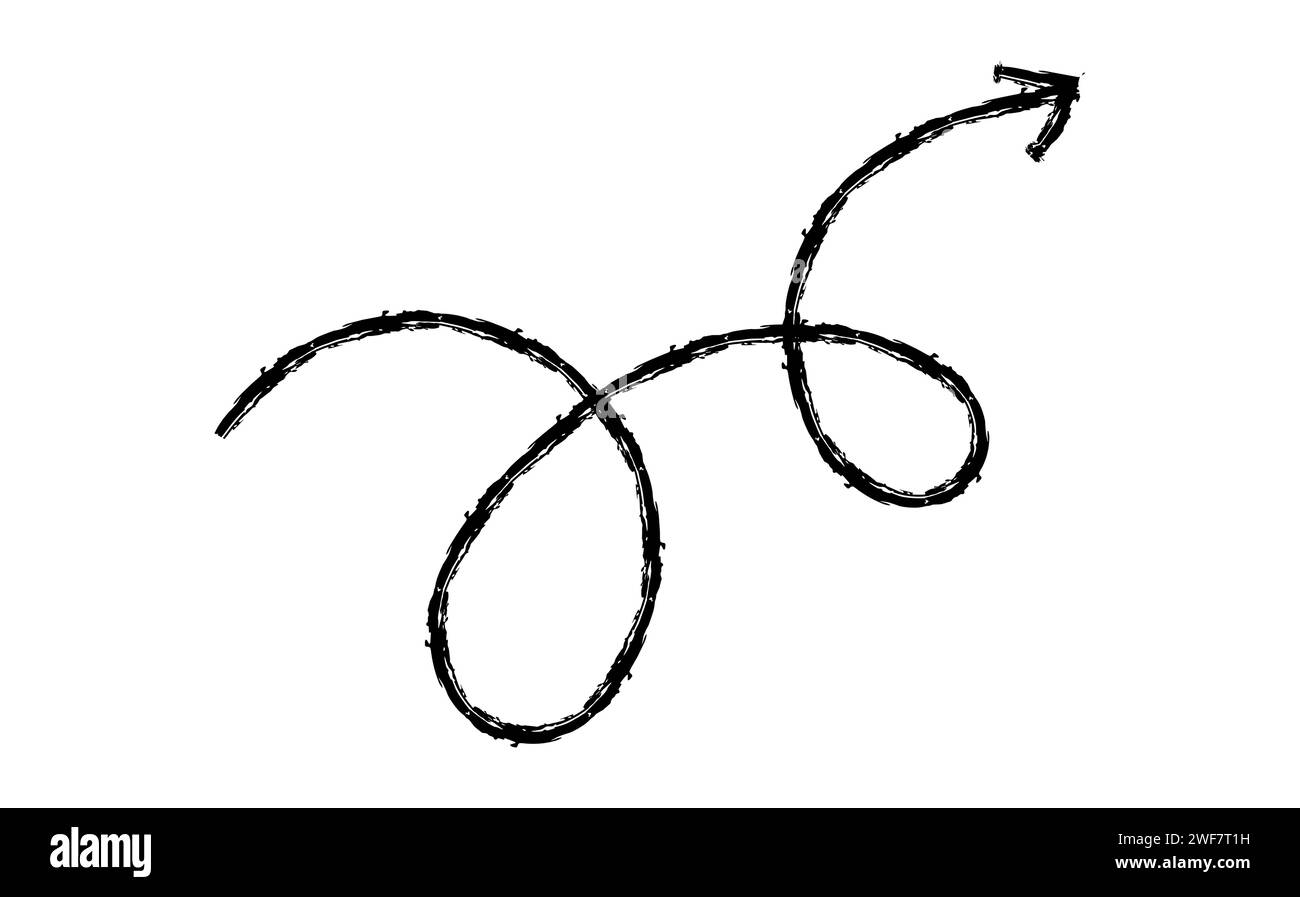 Hand drawn crayon chalk charcoal line arrow. textured arrow isolated on ...