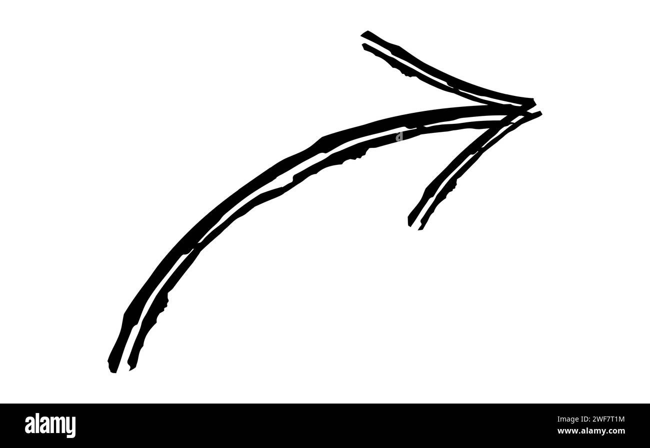 Hand drawn crayon chalk charcoal line arrow. textured arrow isolated on ...