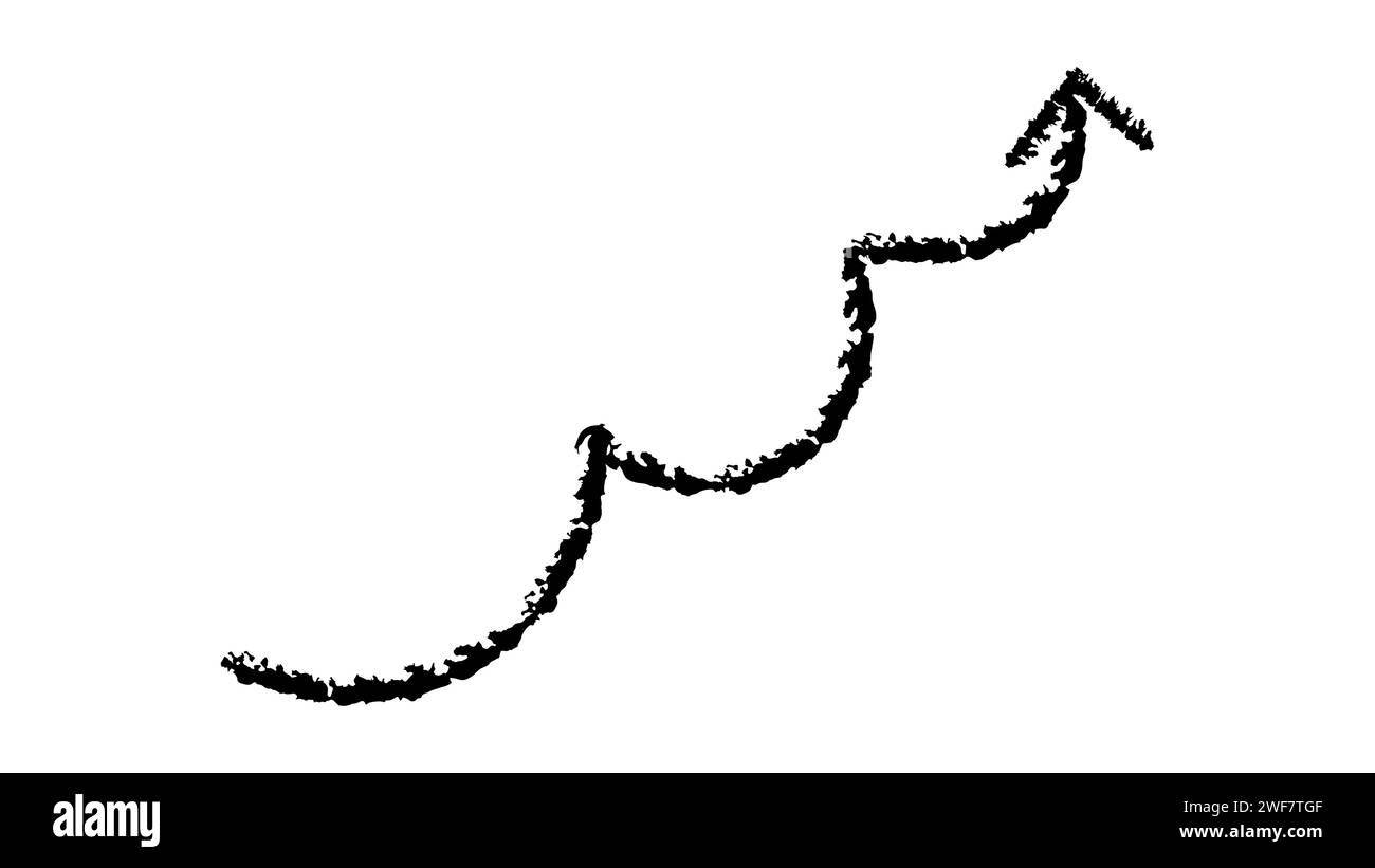 Hand drawn crayon chalk charcoal line arrows set. curvy and wavy arrows ...