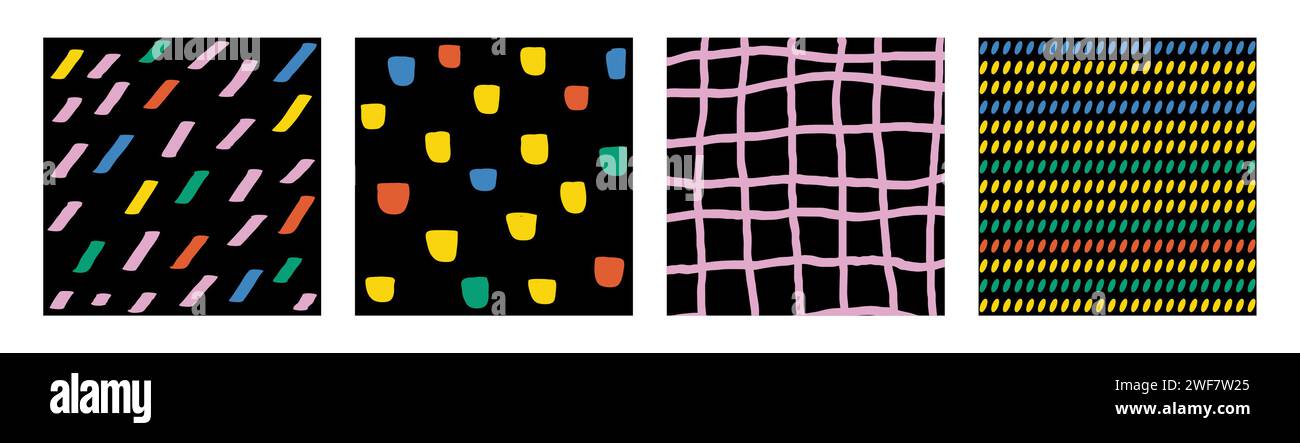 Simple Geometric Hand Drawn Irregular Patterns.Cute Colored Doodle ...