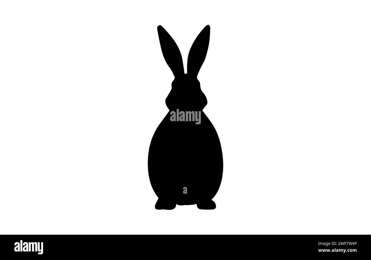 Black Rabbit silhouette. Easter Bunny. Isolated on a white background ...
