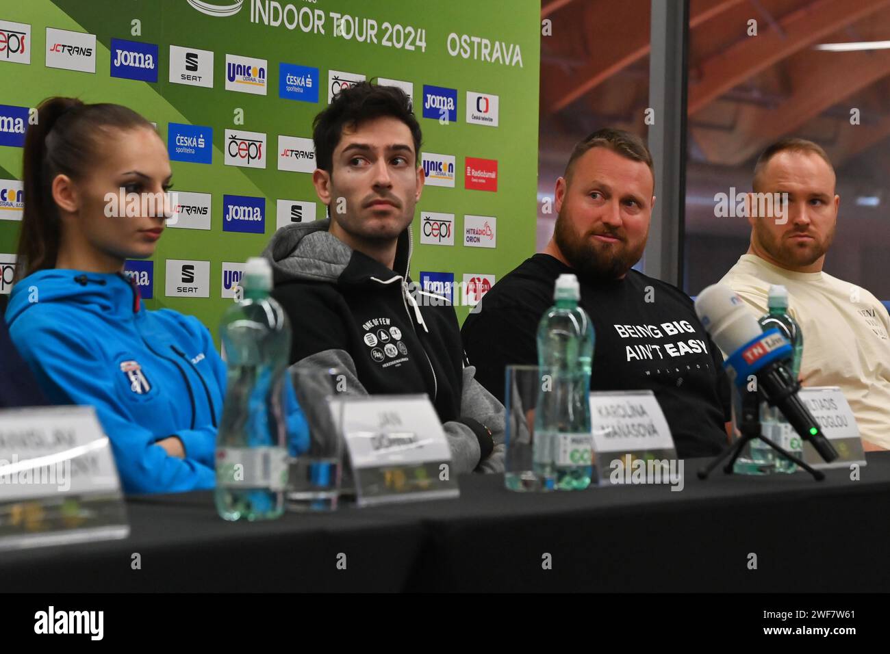 Ostrava, Czech Republic. 29th Jan, 2024. From left: the co-holder of ...