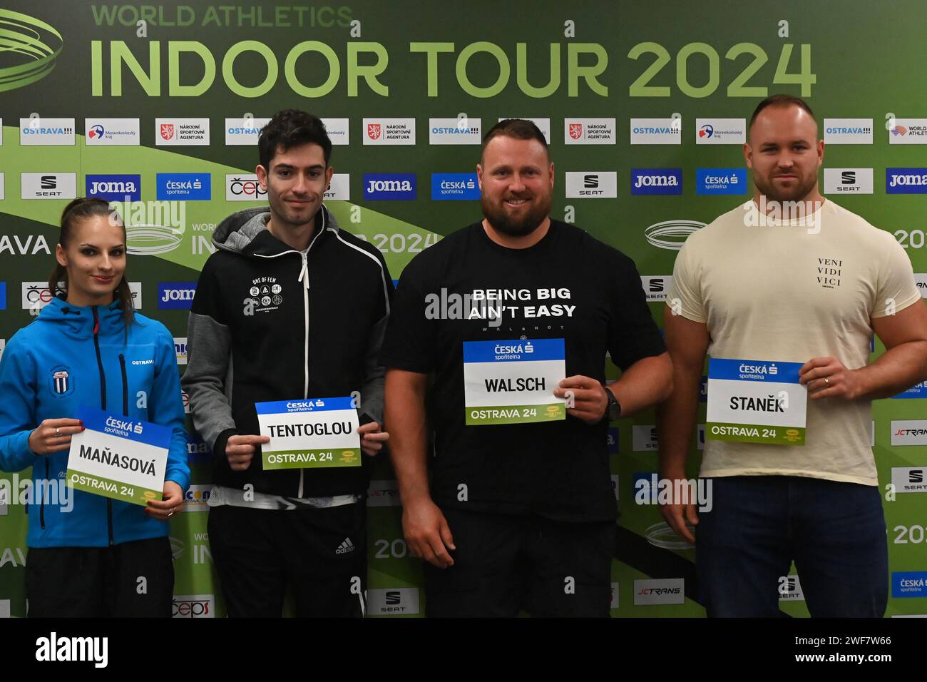 Ostrava, Czech Republic. 29th Jan, 2024. From left: the co-holder of ...