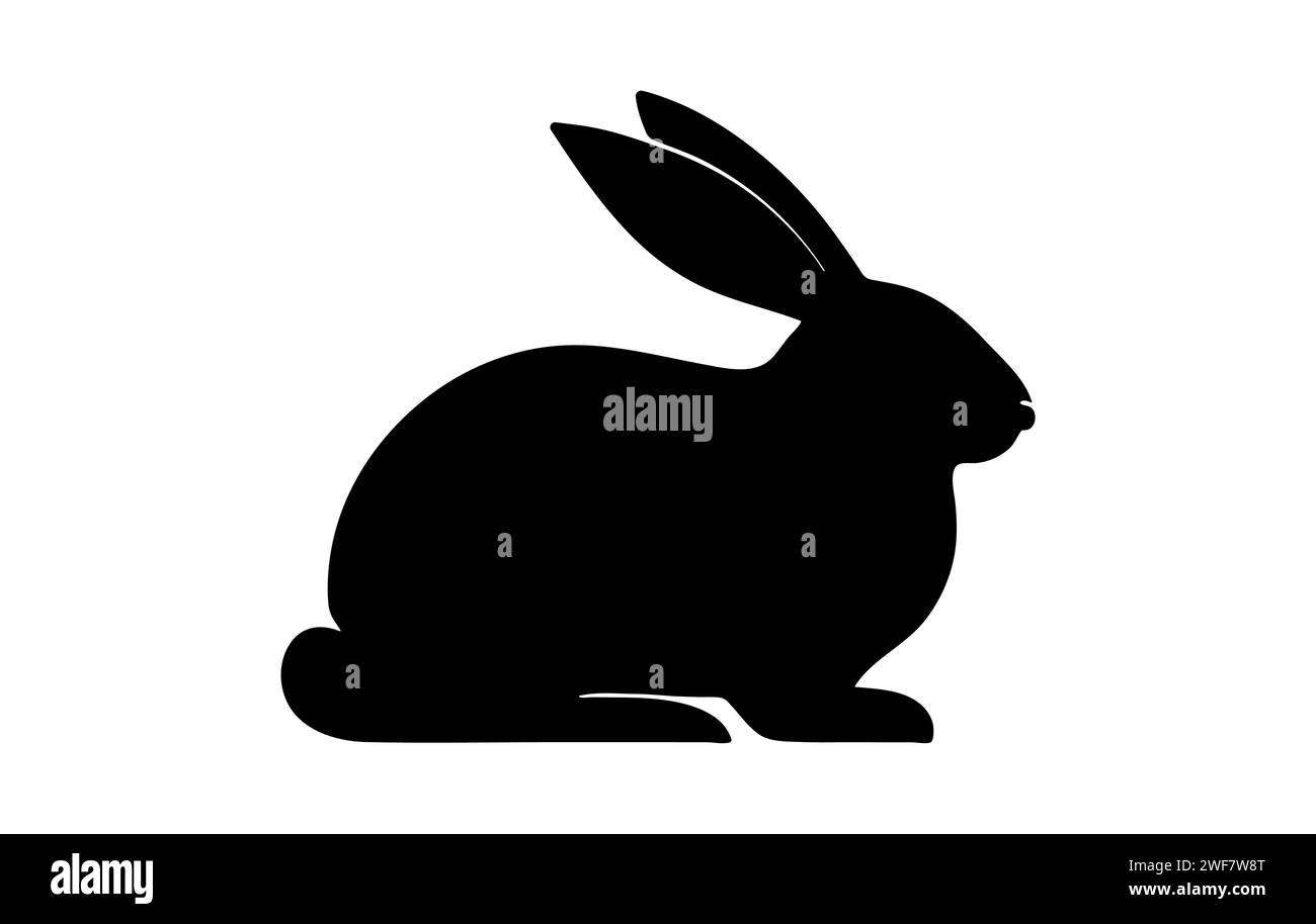 Rabbit silhouette. Easter Bunny. Isolated on white background. Cute ...