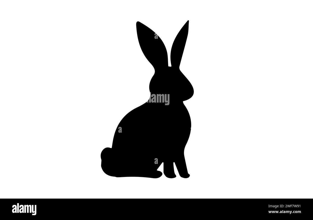 Black Rabbit silhouette. Easter Bunny. Isolated on white background. A ...