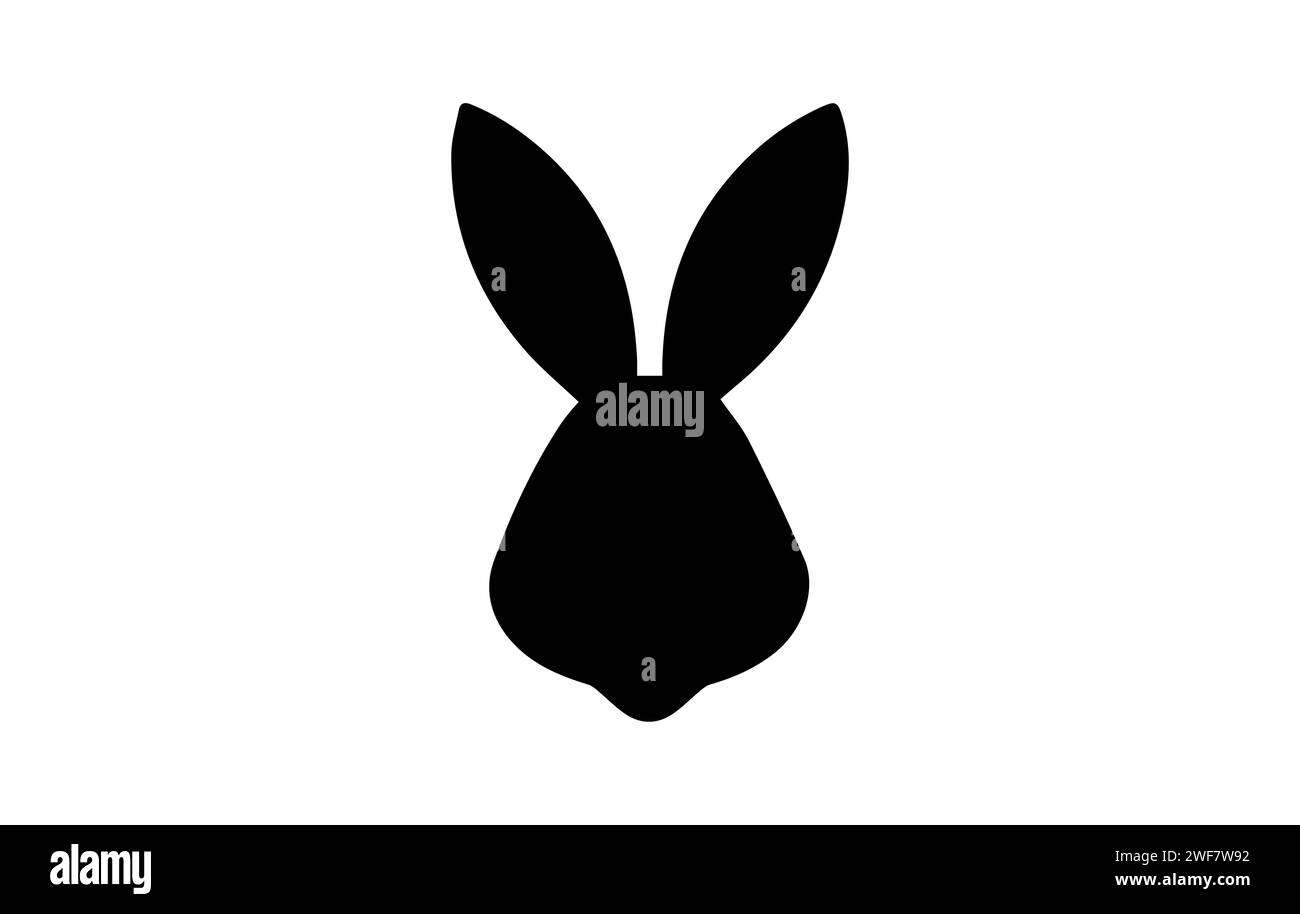 Silhouette of rabbit head. Easter Bunny. Isolated on white background ...