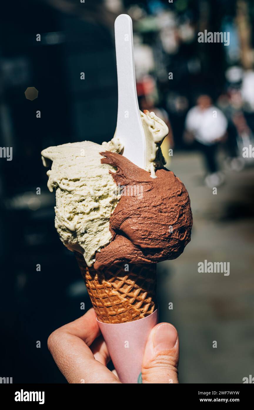 Amazing gelato ice cream during summer hot day Stock Photo - Alamy