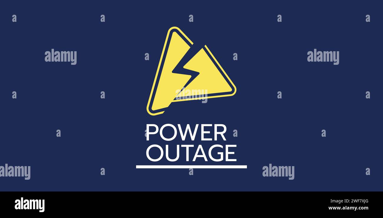 Power outage web banner has warning sign with lightning symbol Stock ...