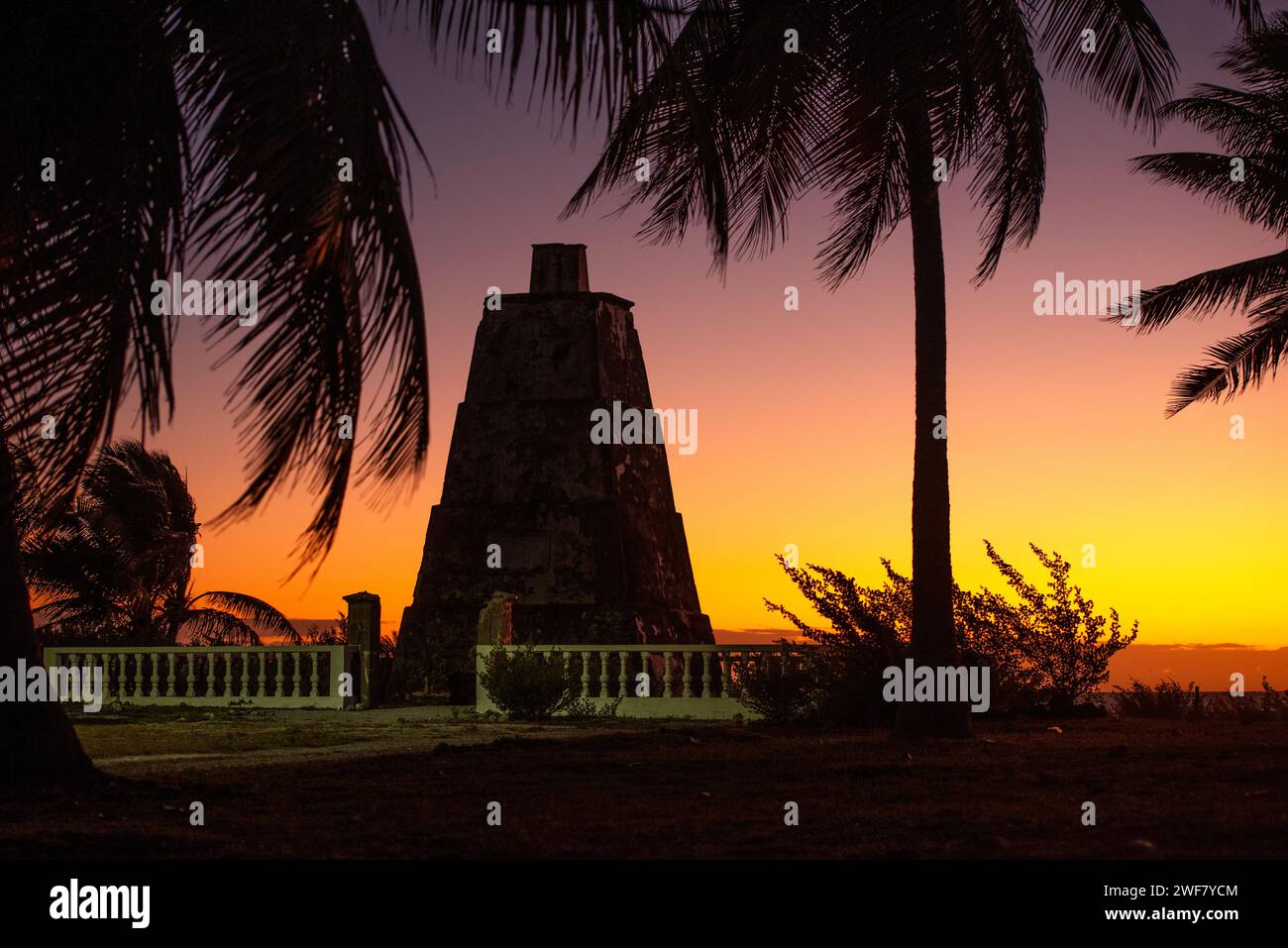 Sunrise at one of the oldest lighthouses in Polynesia, nearly 100 years ...