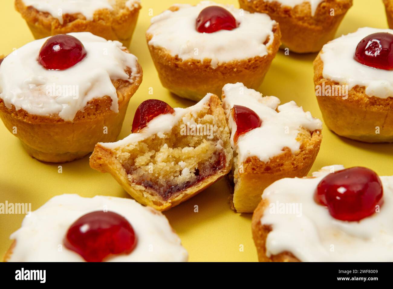 Cherry Bakewell tart inside Stock Photo - Alamy