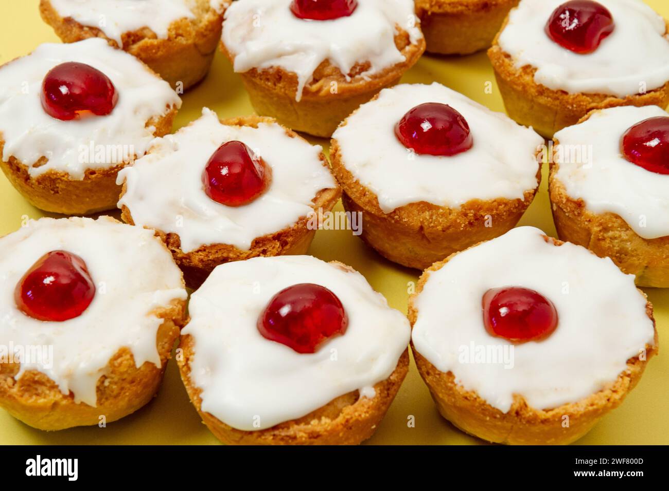 collection of Cherry Bakewell tarts Stock Photo - Alamy